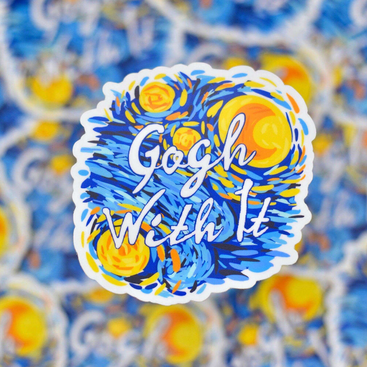 Starry Night Sticker, Gogh With It, 3.5x3.5 in. | Winks Design Studio,LLC